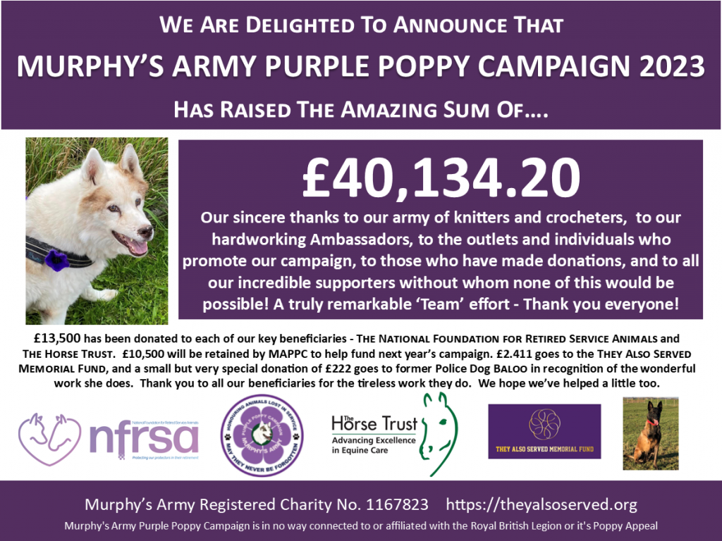 Murphy’s Army Purple Poppy Campaign 2023 Raises £40,732! | Murphy's ...